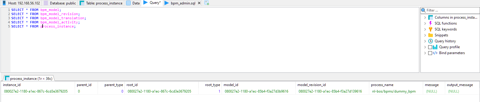 What is saved in the database for a BPM service container | OpenText ...